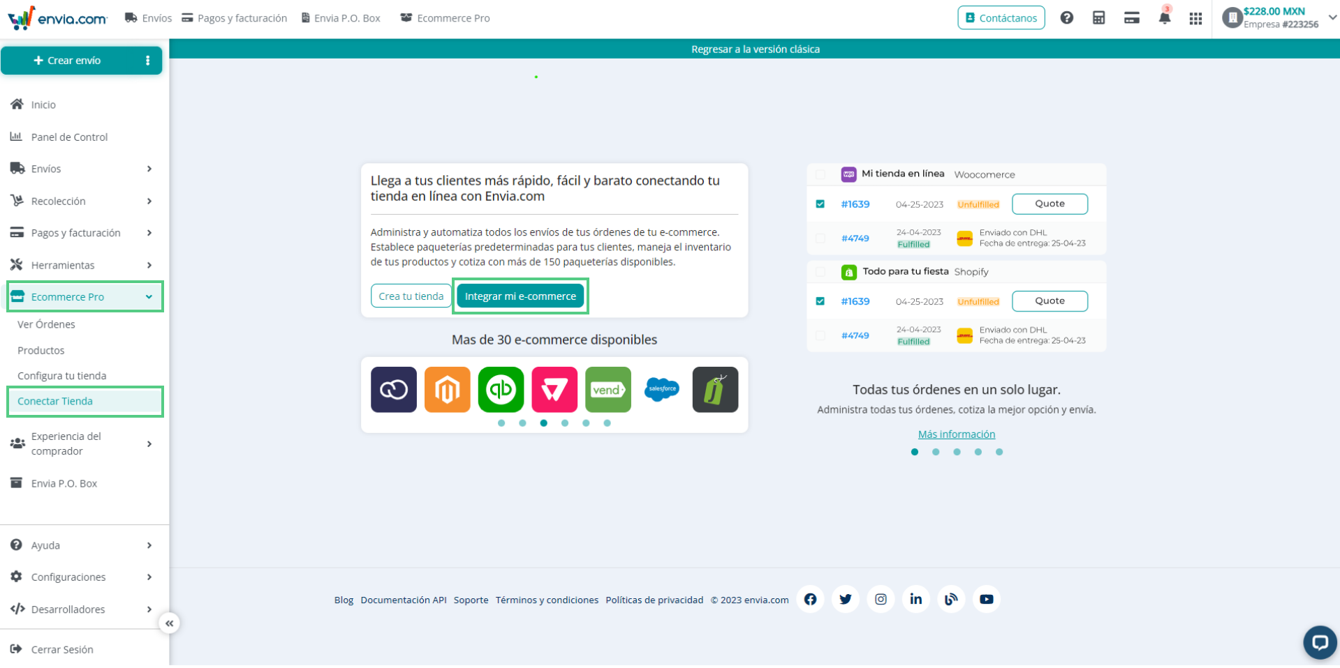 Integración de Envia con Multivende